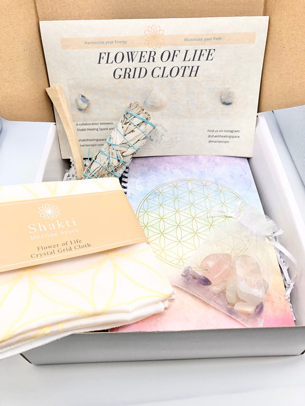 Crystal Grid Kit - Sacred Geometry Flower of Life, Healing Crystals ...
